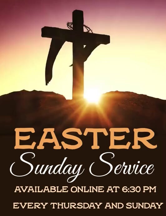 Brown and Orange Easter Sunday Flyer Templat | PosterMyWall