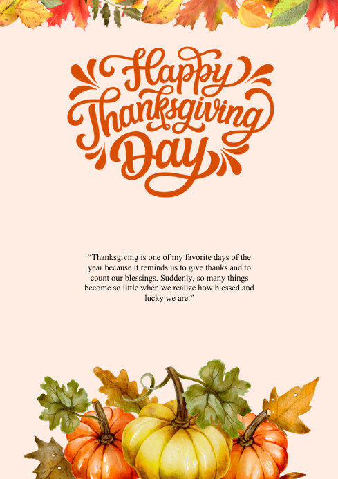 Brown and Orange Modern Happy Thanksgiving Template | PosterMyWall