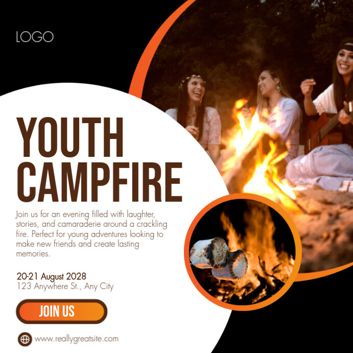 Plantilla de Brown And Orange Modern Youth Campfire Instagram Post ...