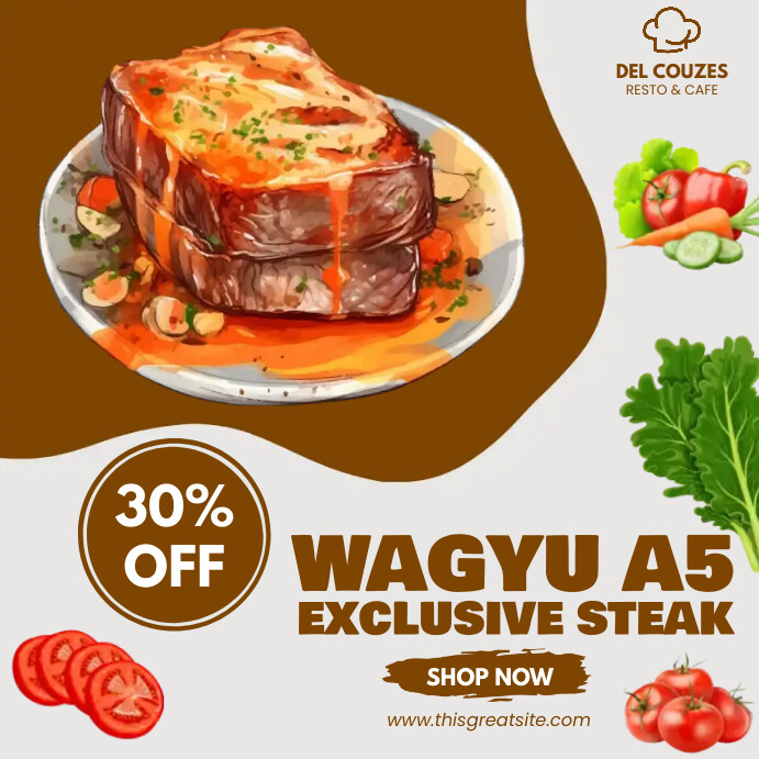 Brown and White Wagyu Exclusive Steak Template | PosterMyWall