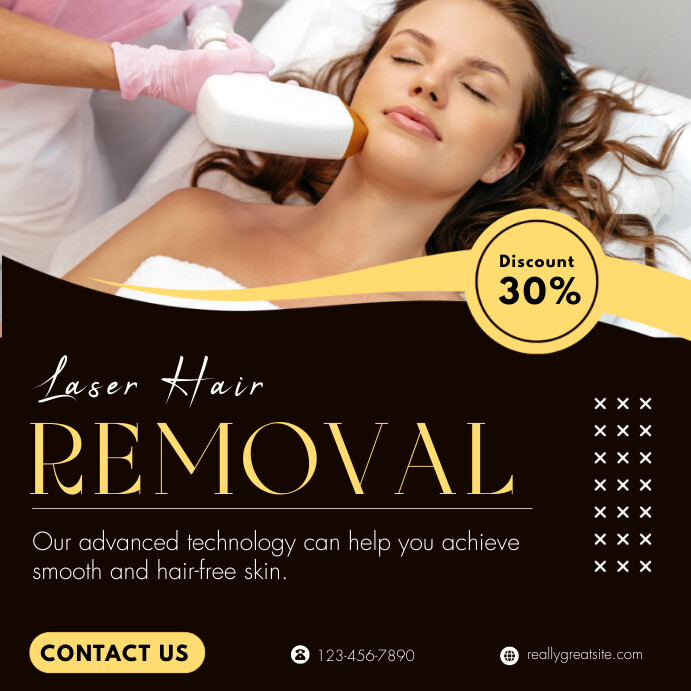 Copy of Brown and Yellow Minimalist Laser hair Remova | PosterMyWall