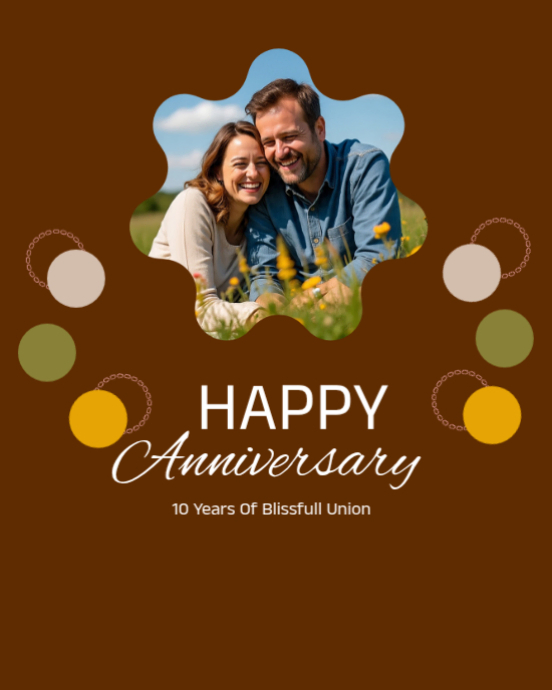 Brown Anniversary Celebration Instagram Portrait Template | PosterMyWall