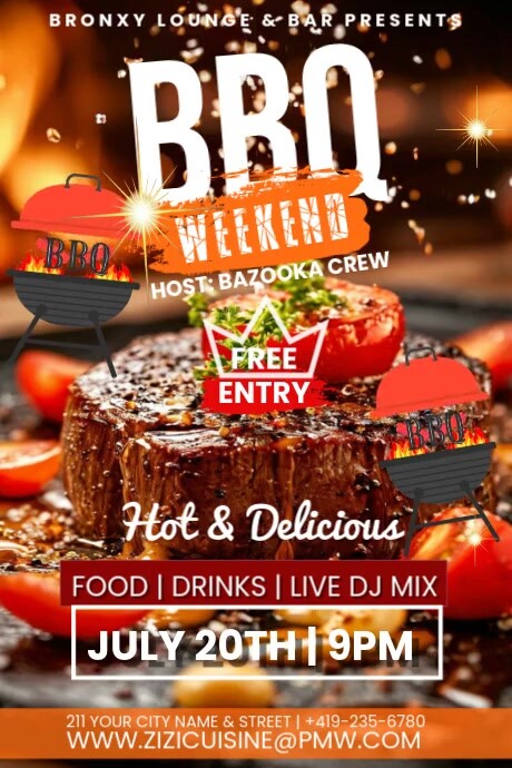 Brown Bbq Weekend Poster Templat | PosterMyWall