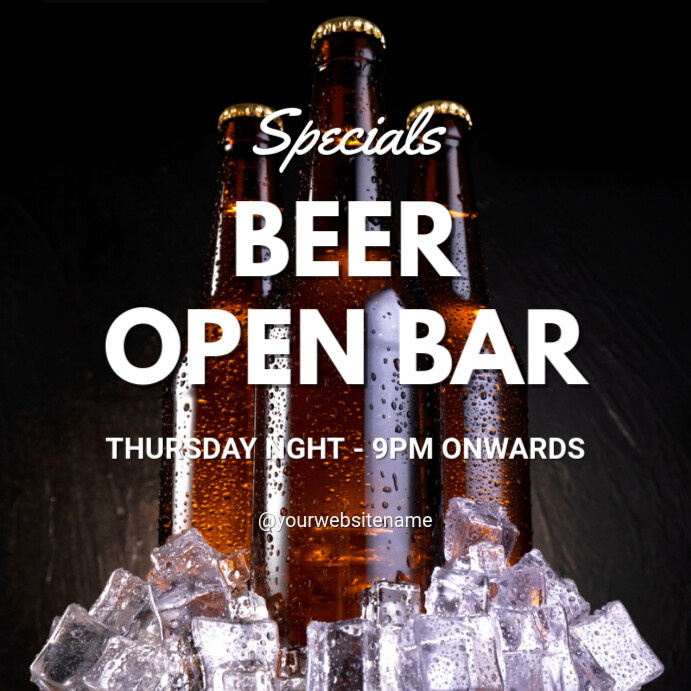 Brown Beer Open Bar Instagram Post Template | PosterMyWall