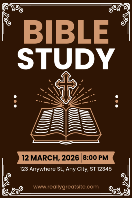 Brown Bible Study Poster Template | PosterMyWall