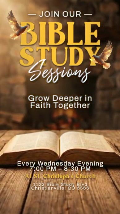 Brown Bible Study Sessions Church Instagram Story Video Flyer Template ...