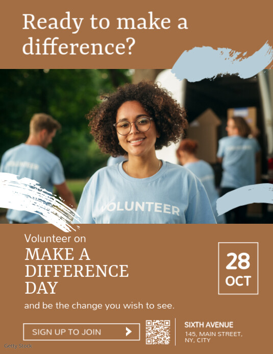 Copy of Brown Blue Minimal Make a Difference Poster | PosterMyWall