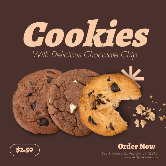 Brown Bold Cookies Promotion Instagram Template | PosterMyWall