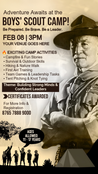 Brown Boys' Scout Camp Instagram Story Template | PosterMyWall