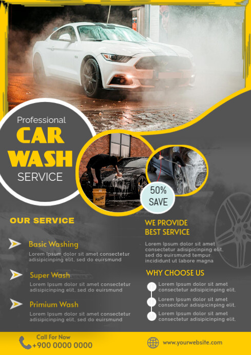Brown Car Wash Service Poster A4 Template | PosterMyWall