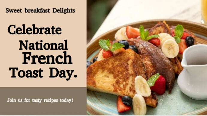 Brown Celebrate National French Toast Day Youtube Thumbnail Template ...
