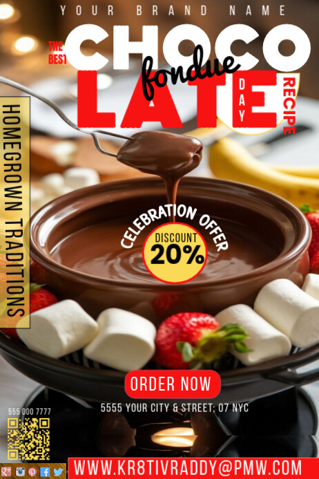 Brown Chocolate Fondue Day Recipe Ads Poster Template | PosterMyWall