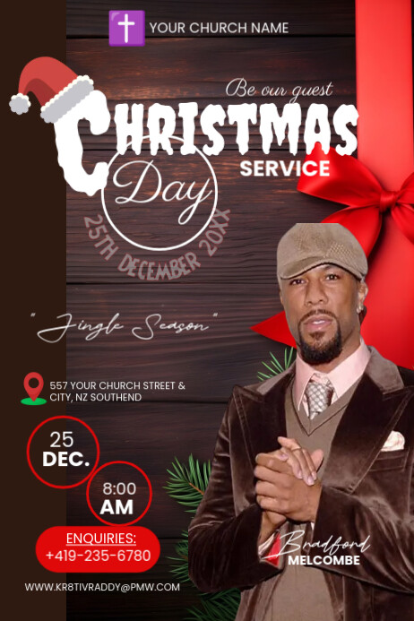 Copy of Brown Christmas Day Service Poster | PosterMyWall