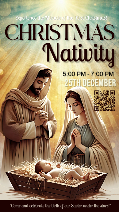 Brown Christmas Nativity Event Instagram Story Template | PosterMyWall