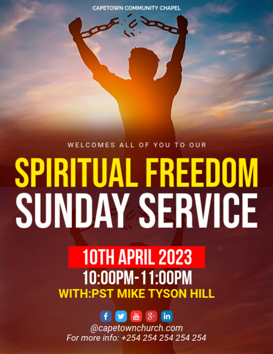Brown Church Spiritual Freedom Sunday Service Flyer (us Letter ...