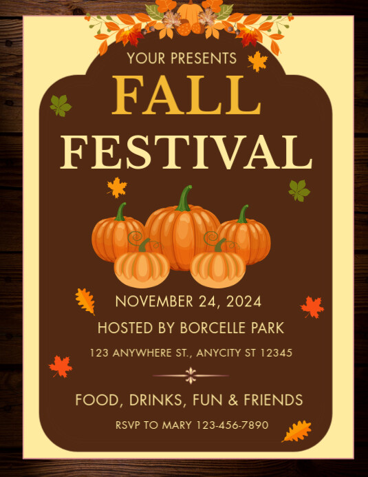 Brown Classic Fall festival Invitation Flyer Template | PosterMyWall