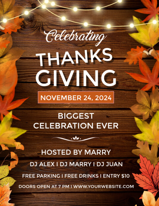Brown Classsic Thanksgiving Invitation Flyer Template | PosterMyWall