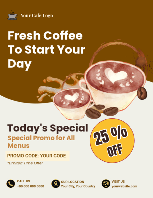 Brown Coffee Shop Promotion Flyer Template | PosterMyWall