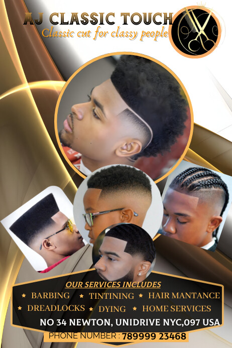 Brown Collage Barbing Salon Flyer Poster Templat | PosterMyWall
