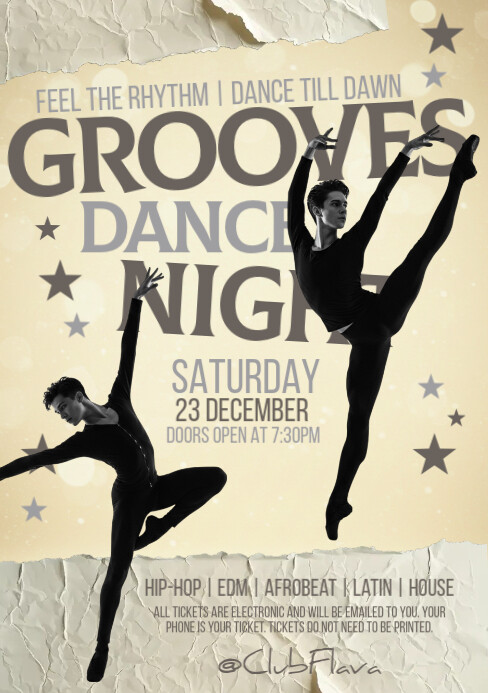 Plantilla de Brown Collage Dance Night A5 | PosterMyWall