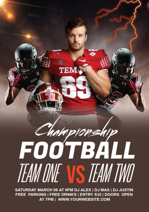 Brown Collage Flag Football Flyer Templates A4 | PosterMyWall