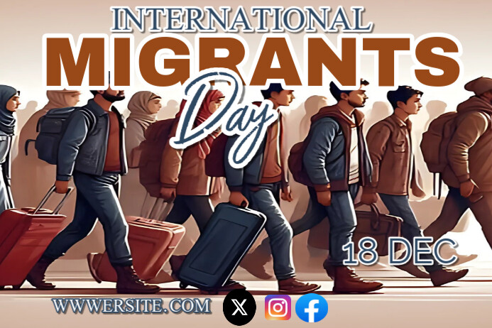 Brown Collage International Migrants Day Poster Template | PosterMyWall