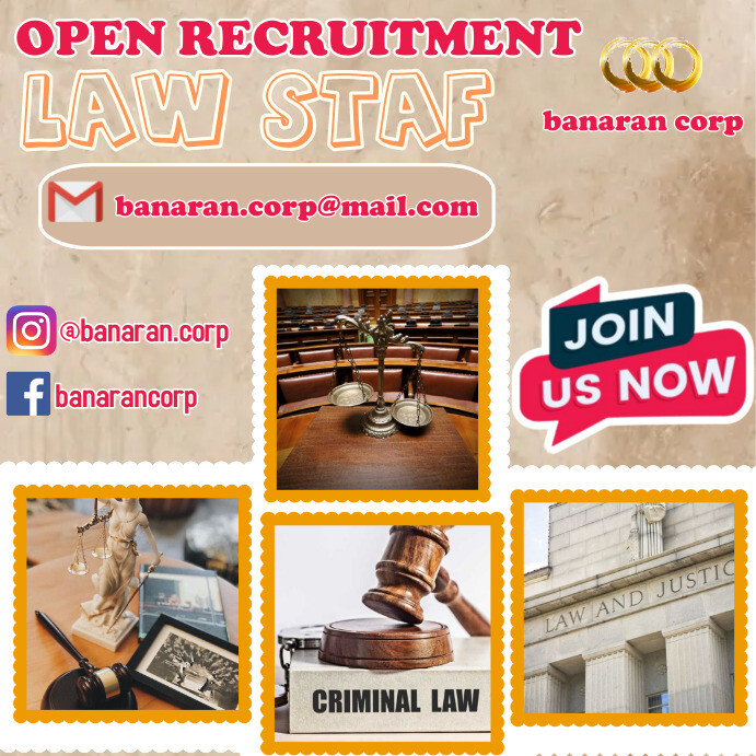Brown Collage Open Recruitment Hiring Law Sta Template | PosterMyWall