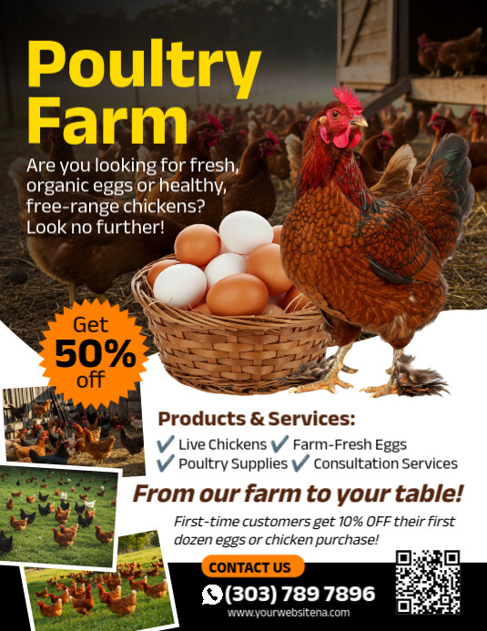 Brown Collage Poultry Farm Flyer (us Letter) Template | PosterMyWall