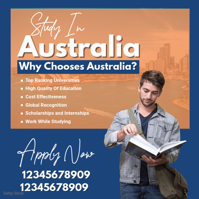 Copy of Brown Collage Study In Australia Instagram Post | PosterMyWall