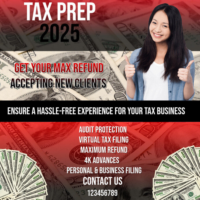 Brown Collage Tax Prep Instagram Post Template | PosterMyWall