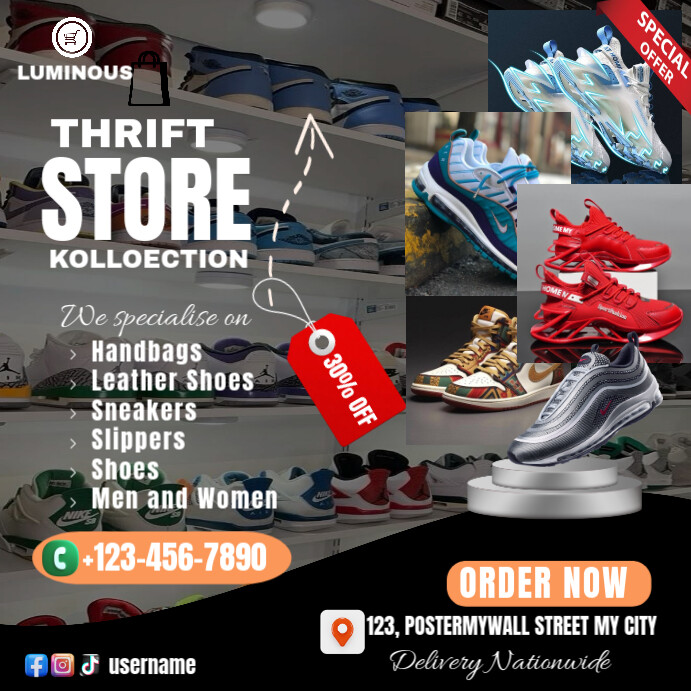 Brown Collage Thrift Store Flyers Template Instagram Post | PosterMyWall