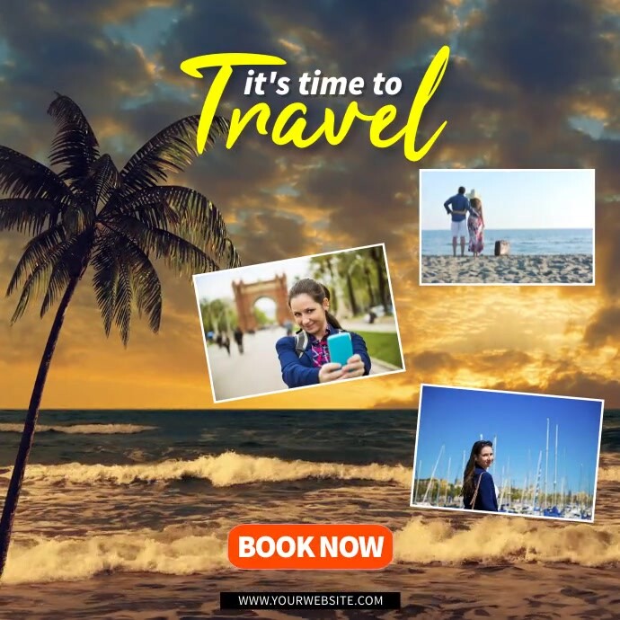 Brown Collage Time To Travel Pos Instagram Template | PosterMyWall