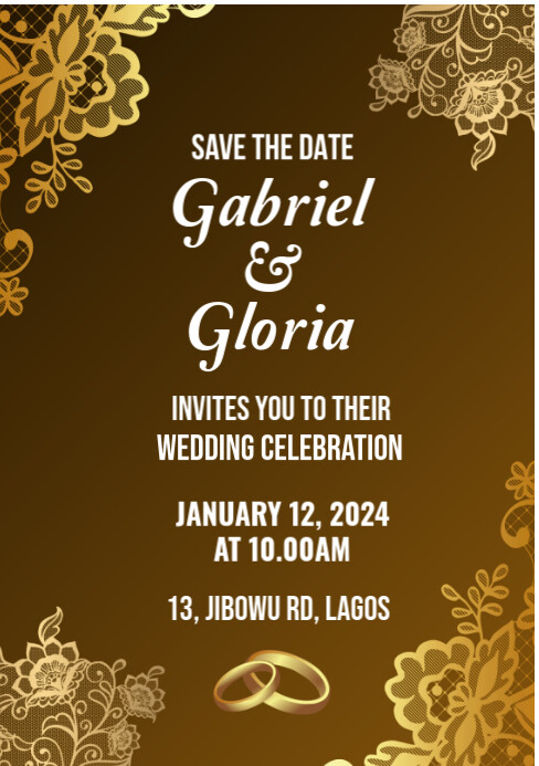Copy of Brown Collage Wedding Invitation Card A5 | PosterMyWall