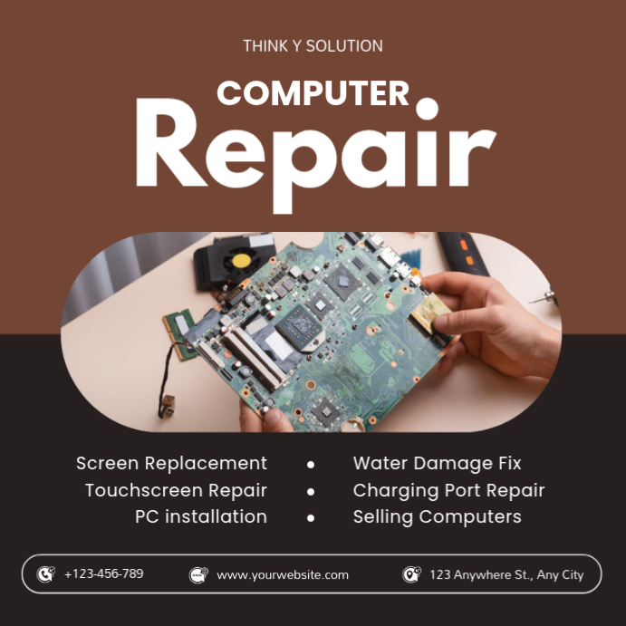 Brown Computer Repair Services Instagram Post Template | PosterMyWall