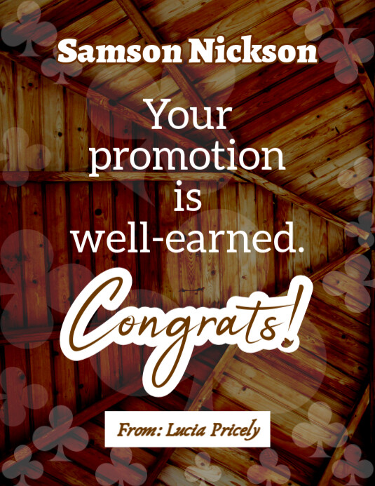 Brown Congratulations On Your Promotion Design Flyer (us Letter) Modelo ...