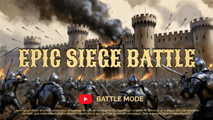 Brown Epic Siege Battle YouTube Thumbnail Template | PosterMyWall