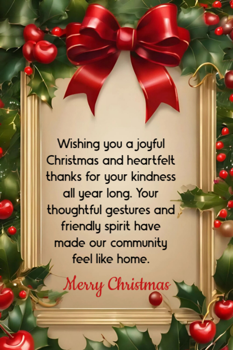 Brown Floral Christmas Thank You Note Poster Template | PosterMyWall