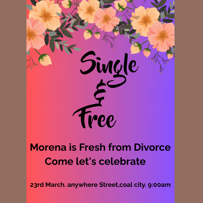 Brown Floral Divorce Announcements Invitation Template | PosterMyWall