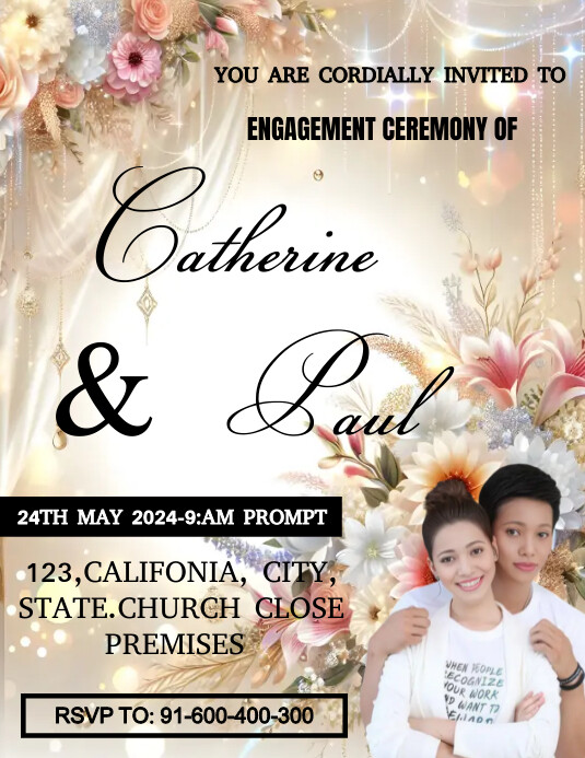 Brown Floral Engagement Flyer (us Letter) Template | PosterMyWall