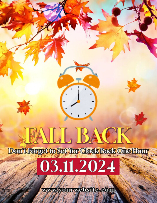 Copy of Brown Floral Fall Back Daylight Saving Time Pamflet (letter As ...