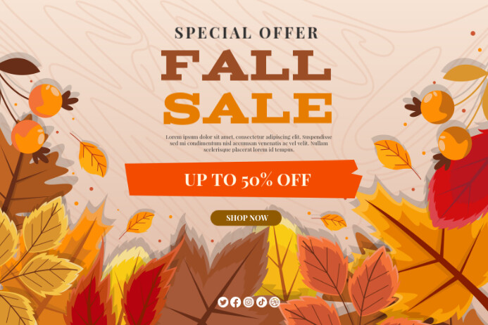 Plantilla de Brown Floral Fall Sale Discount Ads Poster | PosterMyWall