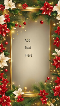 Red Christmas floral card background Template | PosterMyWall