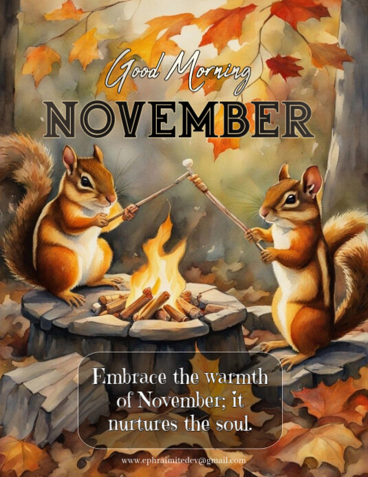 Brown Floral Good Morning November Flyer (us Letter) Template ...