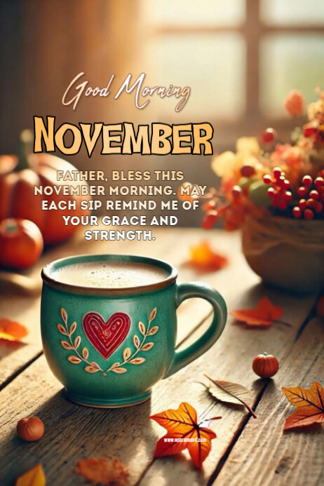Copy of Brown Floral Good Morning November Poster | PosterMyWall