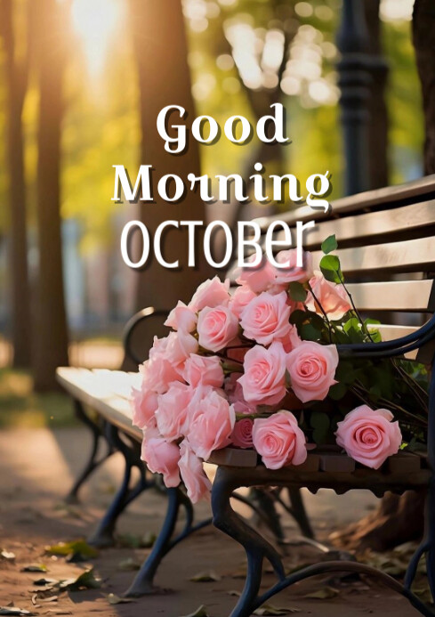 Brown Floral Good Morning October A4 Templat | PosterMyWall