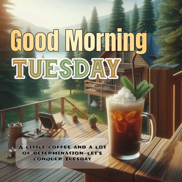 Brown Floral Good Morning Tuesday Logo Template | PosterMyWall