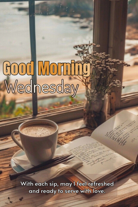 Copy of Brown Floral Good Morning Wednesday Poster | PosterMyWall