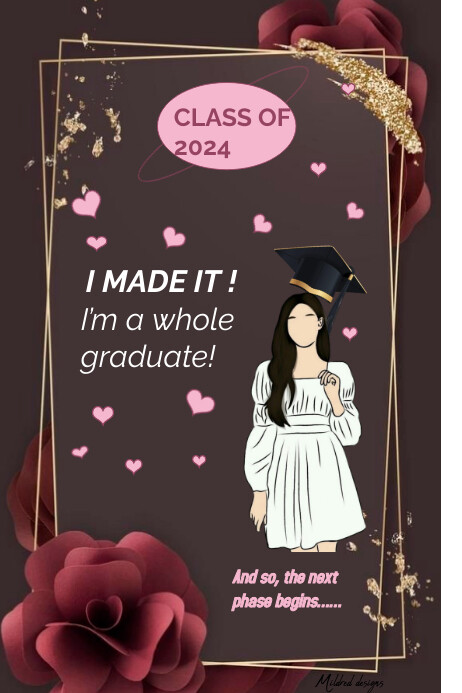 Modèle Brown Floral Graduation Poster | PosterMyWall