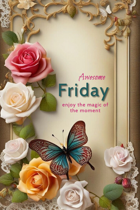 Brown Floral Happy Friday Banner 4' × 6' Template | PosterMyWall