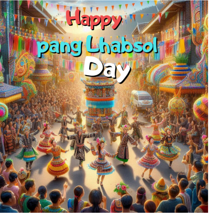 Brown Floral Happy Pang Lhabsol Festival Day Instagram Post Template ...
